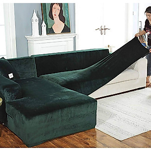 IMYOGI High Stretch Sofa Covers Sofa Slipcover, Stretch Velvet Couch Covers for Sofa Covers for Living Room for Dogs, Sofa Slipcover,Couch Slipcover-4 Seater+4 Seater-Blue