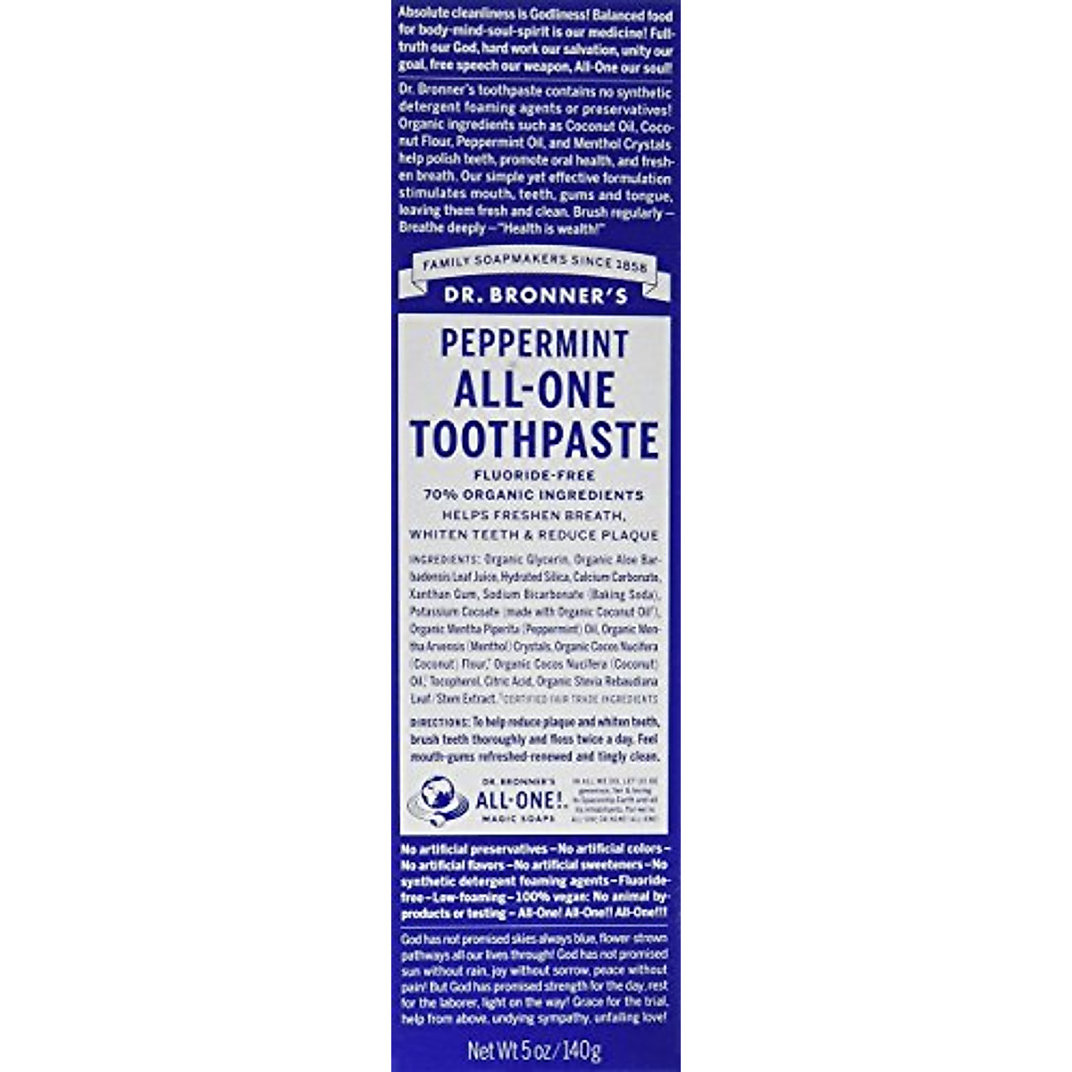 Dr. Bronners Toothpaste Peppermint 5 Ounce (Pack of 2)