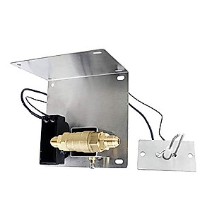GRISUN Fire Pit Gas Burner Spark Ignition Kit, Gas Control Kit for Indoors Outdoors, Including Gas Shut-Off Valve with Key, Push Button Igniter and Stainless Steel Mounting Plate