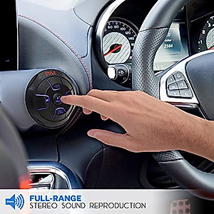Pyle Amplified Wireless Bluetooth Audio Controller - Waterproof Rated Receiver for Marine, Remote Control w/ USB, AUX, Mount for Car Truck Boat Marine PowerSport Vehicles - Pyle PLMRBTRD1