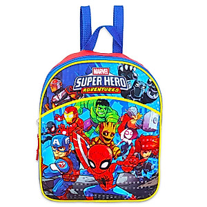 Marvel Super Hero Adventures Mini Backpack ~ 3 Pc Bundle With 11" Avengers Superhero School Bag For Boys, Kids, Spiderman Coloring Pack And More | Marvel School Supplies