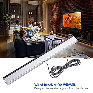 ASHATA Game Console Sensor Bar, Replacement Wired Infrared Signal Ray Sensor Bar Wired Receiver for Game Console, Includes Clear Stand
