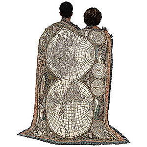 Pure Country Weavers Old World Antique Map Blanket - Fine Art Gift Tapestry Throw Woven from Cotton - Made in The USA (72x54)