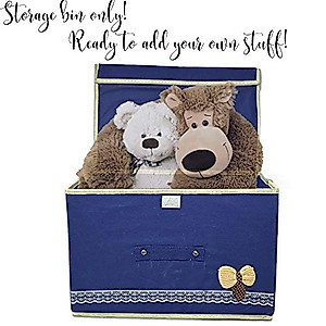 BANBERRY DESIGNS Storage Bin with Lid and Handles Foldable – Collapsible Blue Container for Organizing Toys Closets Bedrooms Clothes Shoes