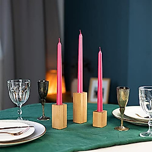 CANDWAX 10 inch Taper Candle Sticks Long Burning Set of 12 - Dripless Dinner Candles for Table Look Like Matte Metallic Candles and are Ideal for Any Occasion - Pink Glitter Taper Candles