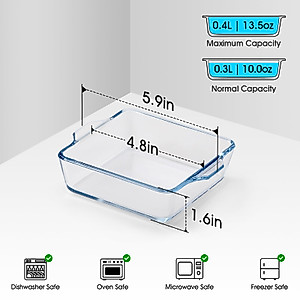 NUTRIUPS Mini 4.5x4.5inch Square Glass Baking Dish for Oven, 10oz Square Cake Pan Glass Casserole Dishes for Oven