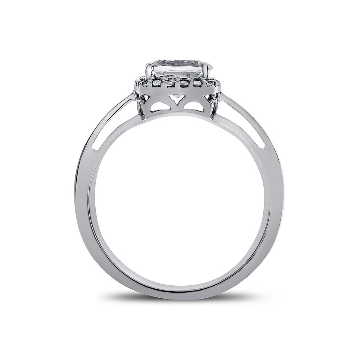 FJC Finejewelers 10k White Gold 6mm Cushion-Cut Garnet with White Topaz accent stones Halo Ring Size 8