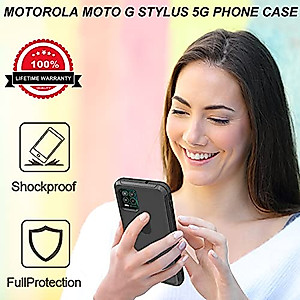 ONOLA Compatible with Moto G Stylus 5G 2021 Case with HD Screen Protector [ Not for G Stylus 5G 2022/ 4G 2021 ]Heavy Duty 3 in 1 for Motorola Moto G Stylus 5G 2021(Black, G Stylus 5G)