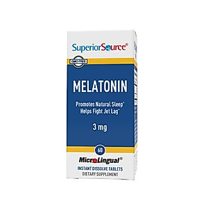 Superior Source Melatonin 3 mg, Quick Dissolve MicroLingual Tablets, 60 Ct, with Chamomile, Natural Sleep Support, Melatonin, for Adults, Non-GMO