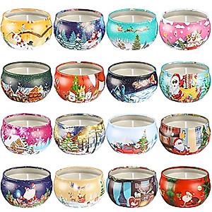 Christmas Candles Gift Set of 16, Bulk Home Scented Aromatherapy Candles with Fragrances, Gift Boxed for Present Candlelight Dinner Spa Bath