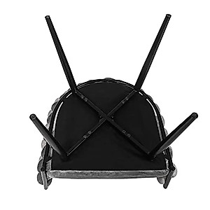 Adeco Velvet Dining Set of 2, Modern Accent Arm Living Room Black Metal Legs, Upholstered Leisure Chair with Hand Woven Backrest for Kitchen Side Table, Grey