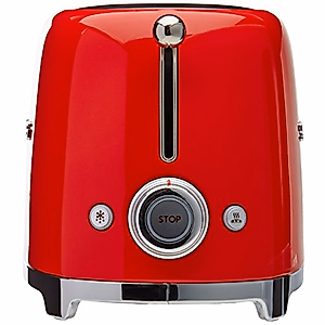Smeg Red 2 Slick 2 Slice Toaster, Medium