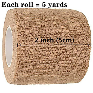 12 Pack 2" x 5 Yards Self Adhesive Elastic Bandage Wrap Stretch Self-Adherent Tape for First Aid,Sports, Wrist, Ankle (12 Colors)