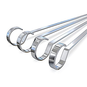 MASTER COOK Skewers 12" Flat Kabob Stainless Steel BBQ Set, Reusable Sticks, Sliver, Skewers For Grilling