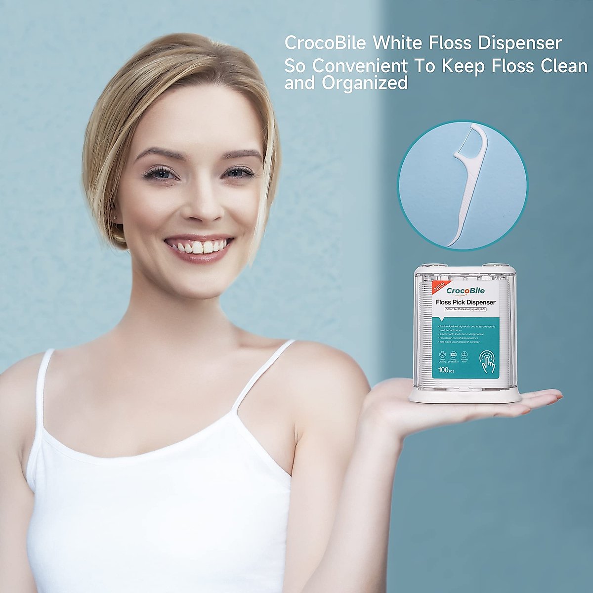 The New Floss Pick Dispenser-with [300 Count] Dental Floss Picks, 1-Pack Pop-Up Automatic Flosser Dispenser, for Home Travel Hotel Sturdy Safe Container Floss Dispenser.…