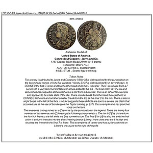 1787 1787 USA US Connecticut Coppers - JARVIS & CO Auc coin Good