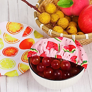 20 Pieces Summer Style Bowl Covers Reusable Fabric Stretch Covers for Bowls Fruit Style Elastic Food Storage Covers Cloth Dish Covers for Food Container Covers for Kitchen Jar Lids Wrap, Multiple Size