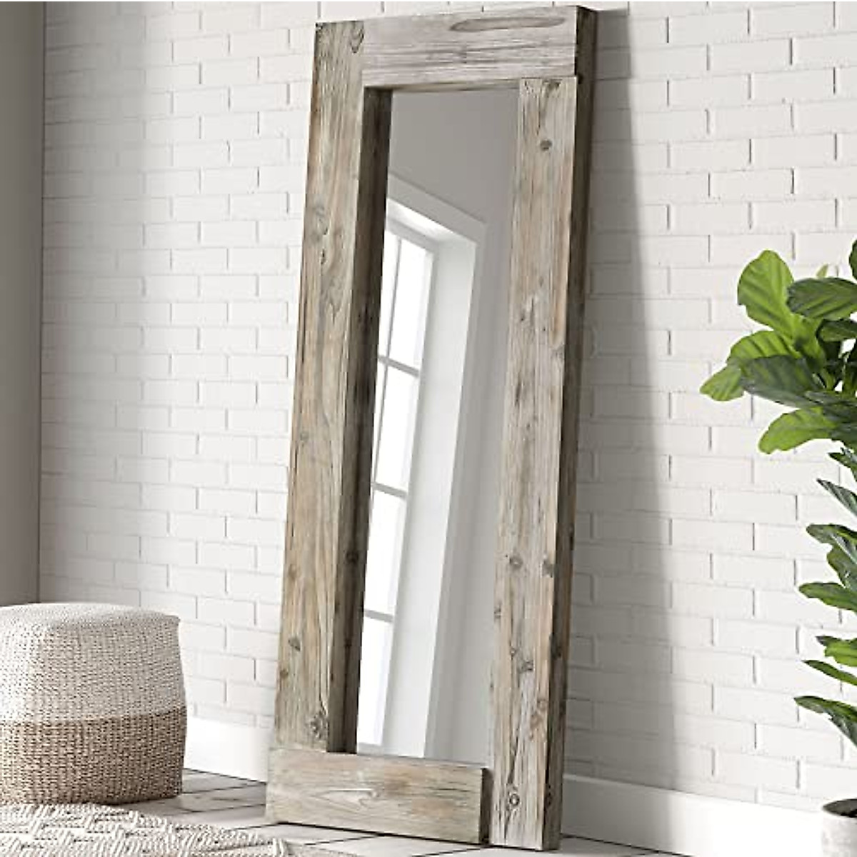 Barnyard Designs Full Length Floor Mirror - Unfinished Wood Leaner Mirror, Large Full Body Rustic Frame, Standing, Leaning or Hanging, Farmhouse Living Room & Bedroom, Natural (24x58 Inch)
