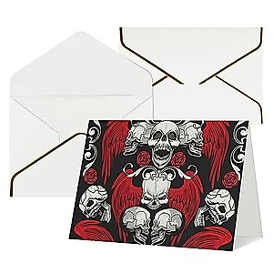 Vintage Skulls with Wing Thank You Cards With Envelopes, Blank Greeting Note Cards With Envelopes Blank Inside, Funny Birthday Cards For Women Men, Thank You Card For Wedding Business,Graduation