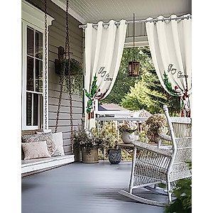 Outdoor Curtains for Patio 1 Panel Dwarf Under Christmas Tree with Snowflakes and Gifts Waterproof Privacy Outside Curtain Sun Blocking Grommet Drapes for Porch Gazebo Pergolas Balcony 52x84 Inch