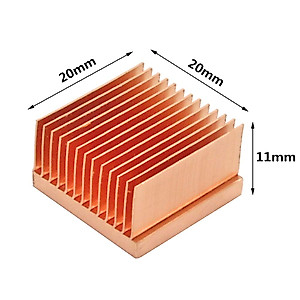 Pure Copper Heatsink 20x20x11mm / 0.79x0.79x0.43 inches for Electronic Chip Cooling