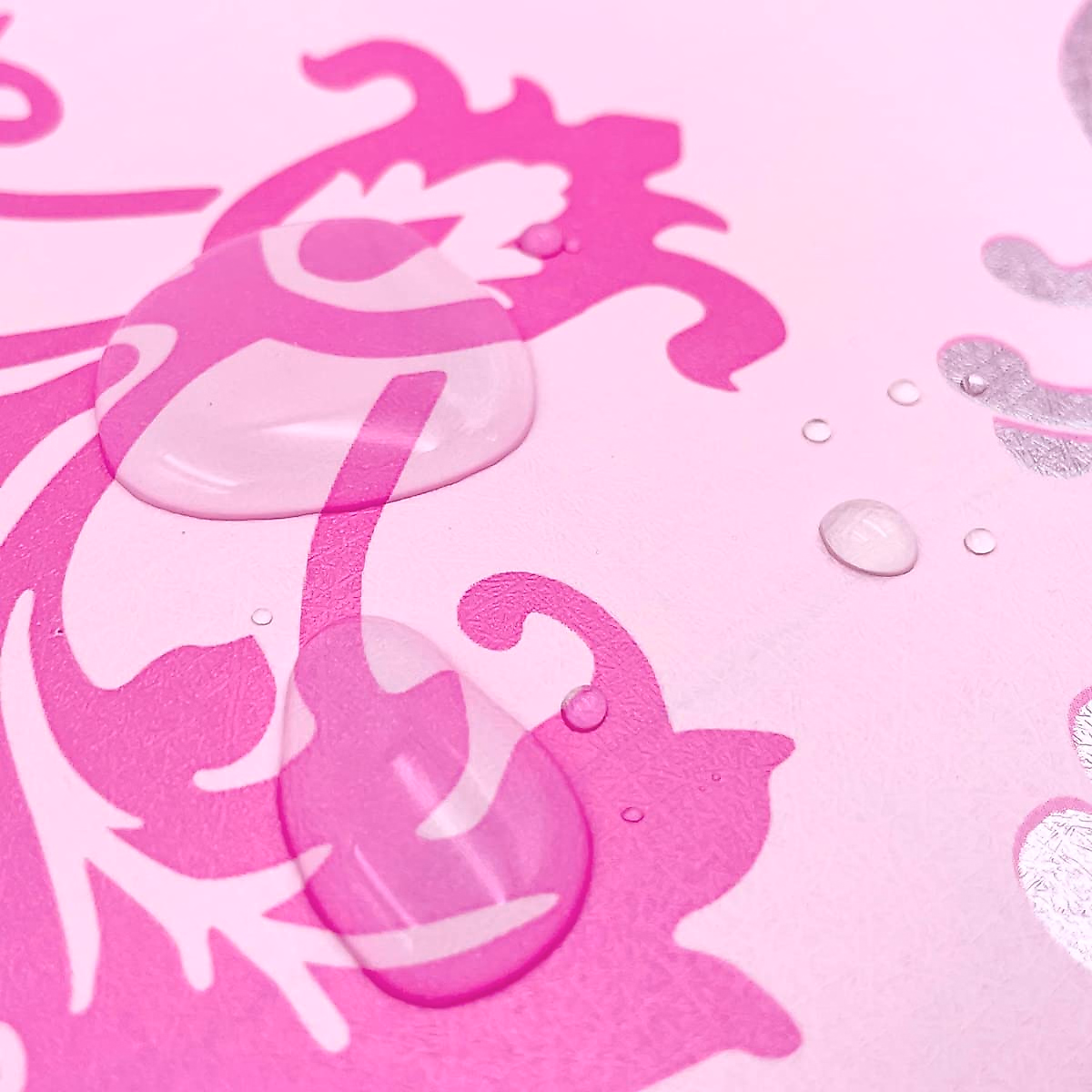 Yifasy Damask Wallpaper 19.7 ft Roll Revamp Dining Table Storage Bins Wall Furniture Decor Paper Pink Shelf Dresser Liner (M-236x17.7 Inch)