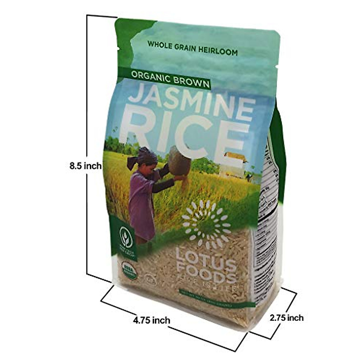 Lotus Foods Organic Brown Jasmine Rice, 30 Oz(Pack of 6)