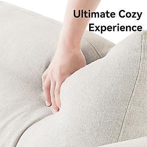 BFD Small Loveseat Sofa Couch, 65" Mid Century Modern Love Seat Couches for Living Room, Extra Deep 2-Seat Small Sofa Furniture for Small Spaces Apartment, Dorm, Office, Beige