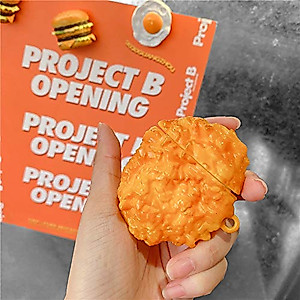 LEWOTE Airpods Silicone Case Funny Cute Cover Compatible for Apple Airpods 1&2[Simulation Food Series][Best Gift for Girls or Couples] (Fried Chicken Nuggets)