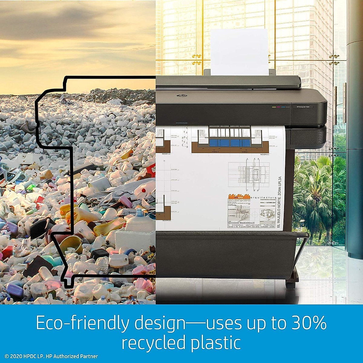 HP DesignJet T650 Large Format Wireless Plotter Printer - 36", with Modern Office Design (5HB10A) (Renewed)