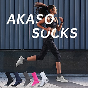 AKASO 2 Pairs Ultralight Running Socks, Crew Coolmax Cotton Athletic Sport Quarter Hiking & Running Socks for Men & Women(White L)