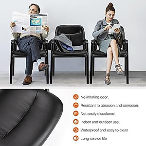 Sweetcrispy Waiting Room Chairs No Wheels Set of 2, Leather Stationary Office Reception Guest Chair with Padded Arms for Elderly Desk Conference Room Lobby Table Side Salon