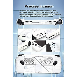 Protective Case for ASUS ROG Ally, TPU Case for ASUS ROG Ally with Kickstand, Included 2 ASUS ROG Ally Tempered Glass Screen Protector, Dustproof Nets, Joystick Protectors and 3.1 Adapter - White