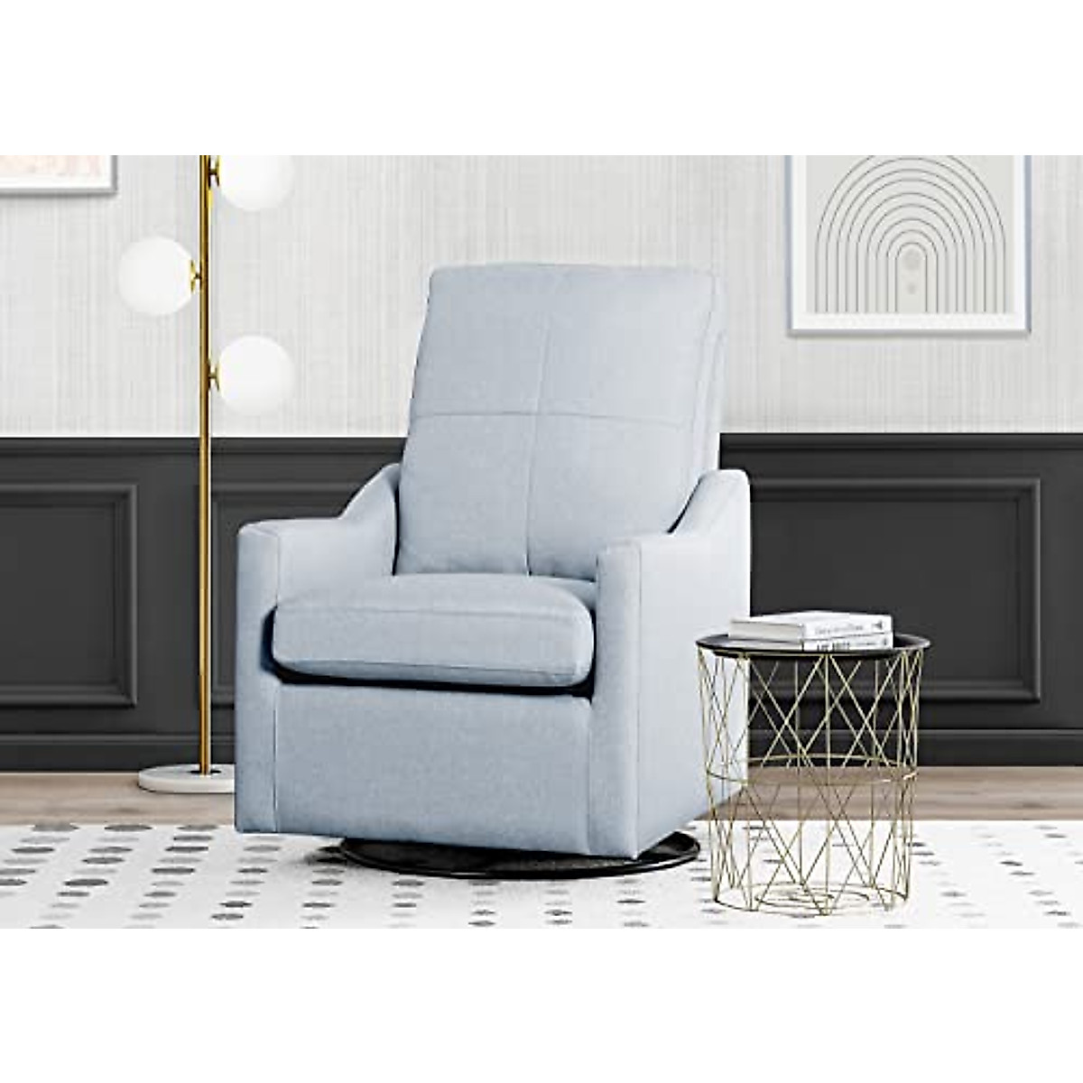 Delta Children Kenwood Glider Swivel Rocker Chair, Light Blue