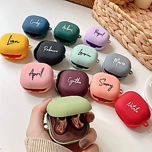 Personalisa Printing Name Hard Matte Case Compatible with Samsung Galaxy Buds 2 Case (2021) / Galaxy Buds Pro Case (2021) / Galaxy Buds Live Case (2020) (Green)