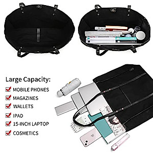 BRIRT Tote Bag for Women Large Canvas Simple Vintage Shoulder Bag Genuine Leather Retro Handbags