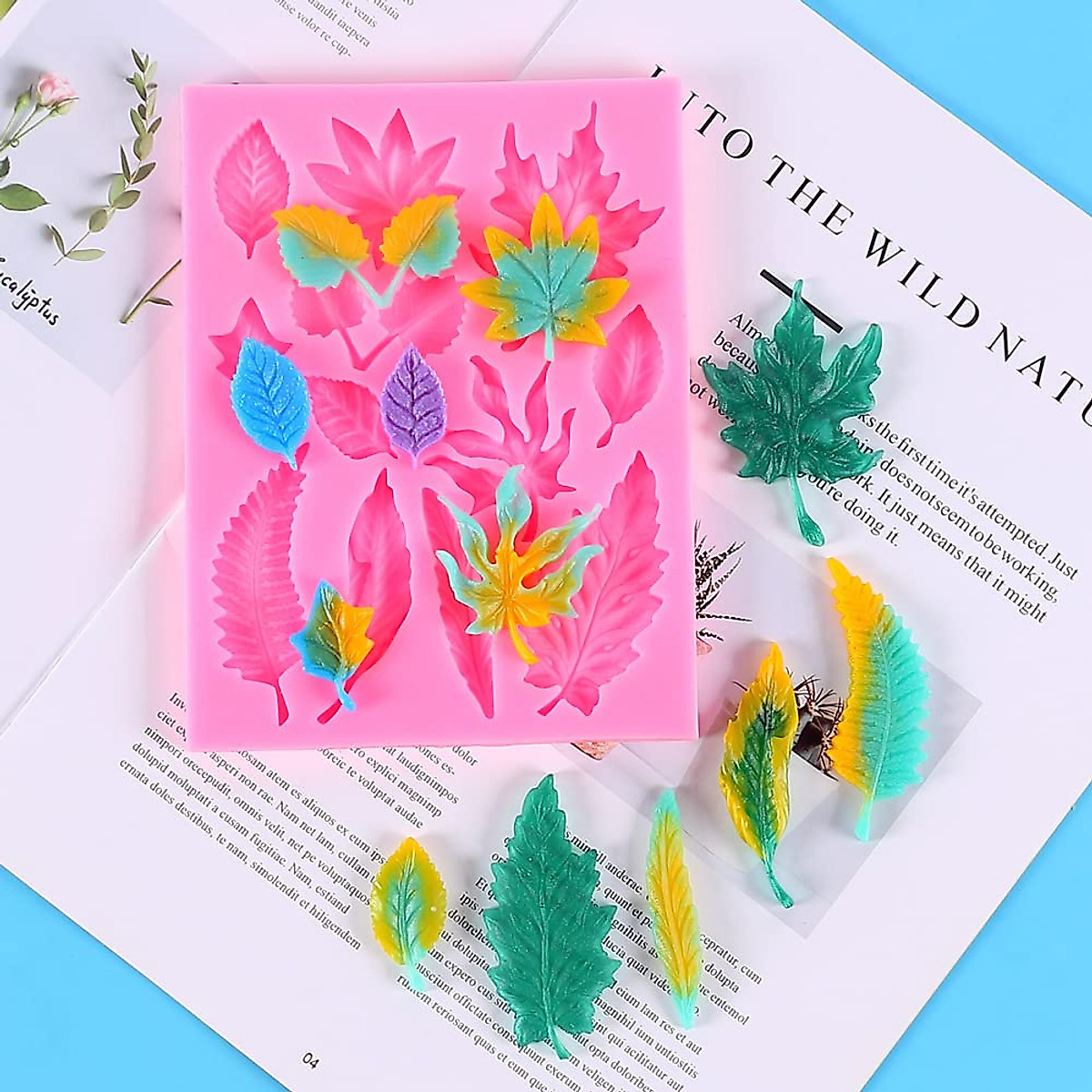 Cestony Leaf Shape Silicone Molds for DIY Cake Fondant Biscuit Cookies Soap Sugar Pudding Chocolate Hard Candies Dessert Candle Decor