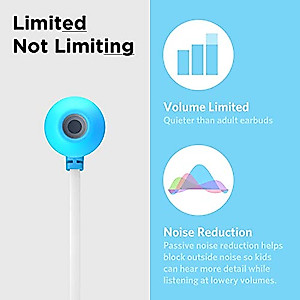 LilGadgets BestBuds Kids Earbuds for School - Safe & Comfortable, Volume Limited, Wired in-Ear Kids Ear Buds with an in-Line Microphone, Travel Case, and Splitter - Blue