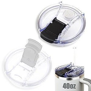40oz Tumbler Lids compatible with Stanley Quencher Cup 40 oz tumbler with handle, Leak-Proof Clear Plastic Replacement Lids, Only compatible with Stanley Adventure Quencher Travel 40 Oz Tumbler