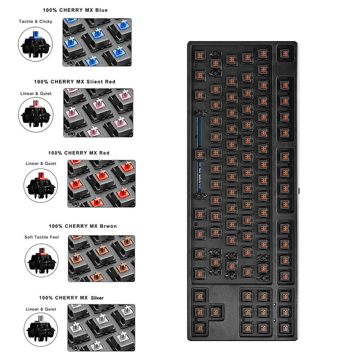 EPOMAKER Hello GANSS GS87D Bluetooth Mechanical Keyboard Connect 5 Devices, PBT Keycaps, Type-C Cable for Windows Mac Gaming (Cherry Blue Switch, Black Gold)
