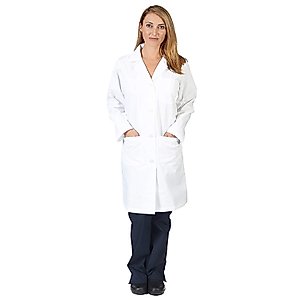 Natural Uniforms Unisex 40 inch Lab Coat Long Sleeve Professional Medical Coat, White (Medium)