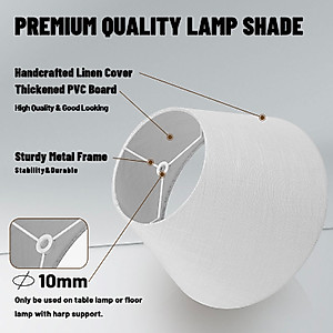 ALUCSET Medium Lamp Shade, Barrel Fabric Lampshade for Table Lamp and Floor Light, 7x13x7.8 inch,Natural Linen Hand Crafted, Spider (White)