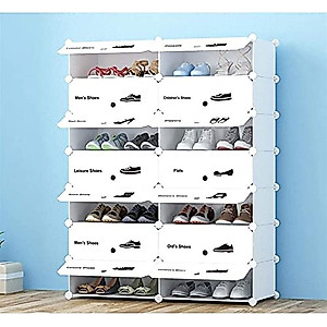 llibnn Adjustable Shoe Storage Cabinet Organiser Space Saving White Shoe Shelf Holder for 16 Pair Shoes Easy Assemble (Size : 6-Tier) (Size : 6-Tier)