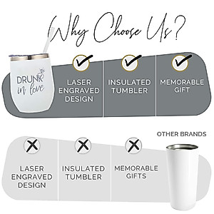 Drunk In Love Bride Cup Stainless Steel 12oz Bride Tumbler with Lid and straw! Perfect Bride Wine Tumbler Engagement Gift for the Future Bride, Bride Wine Glass Bachelorette, Gifts for the Bride