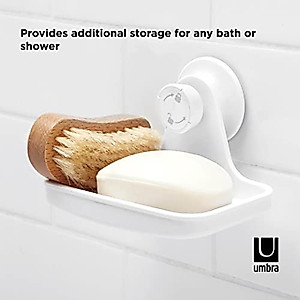 Umbra Flex Soap Dish with Patented Gel-Lock Technology Suction Cup, White