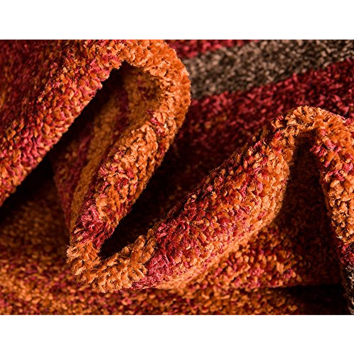 Unique Loom Autumn Collection Modern Contemporary Casual Abstract Area Rug, Rectangular 5' 0 x 8' 0, Terracotta/Burgundy Border