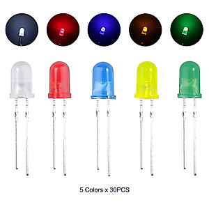 ELEGOO 3mm and 5mm Diffused and Clear Assorted LED Kit 5 Colors Pack of 600 Compatible with Arduino
