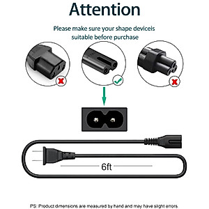 AC Power Cord for Cooluli, RCA, AstroAI, Frigidaire Mini Fridge Replacement Universal 2 Prong Power Cable 6 Feet