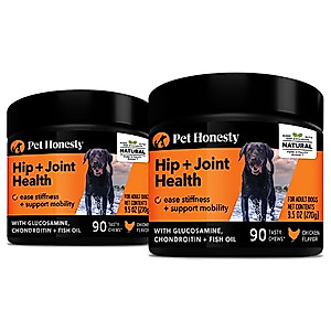 Pet Honesty Hip & Joint Health - Dog Joint Supplement Support for Dogs with Glucosamine Chondroitin, MSM, Turmeric - Glucosamine for Dogs Soft Chews - Advanced Pet Joint Support and Mobility - 2 Pack