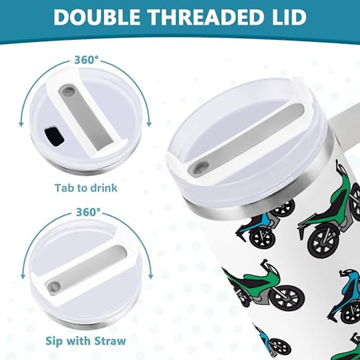 ARGTILDN 30 oz Tumbler Motorcycles Cool Insulated Travel Mug with Handle and Straw Lid Stainless Steel Vacuum Coffee Cup Tea Beverage Container Water Bottles for Car Sports office